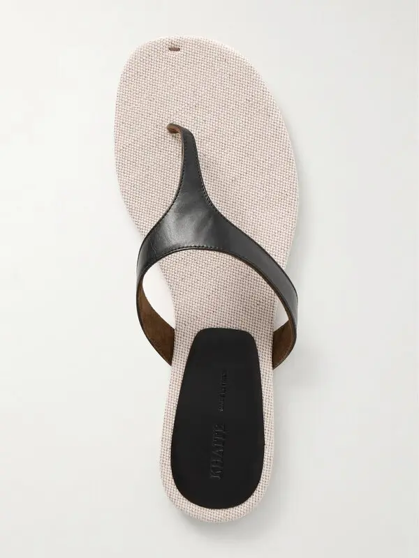 Khaite Archer Leather Thong Sandals - Green