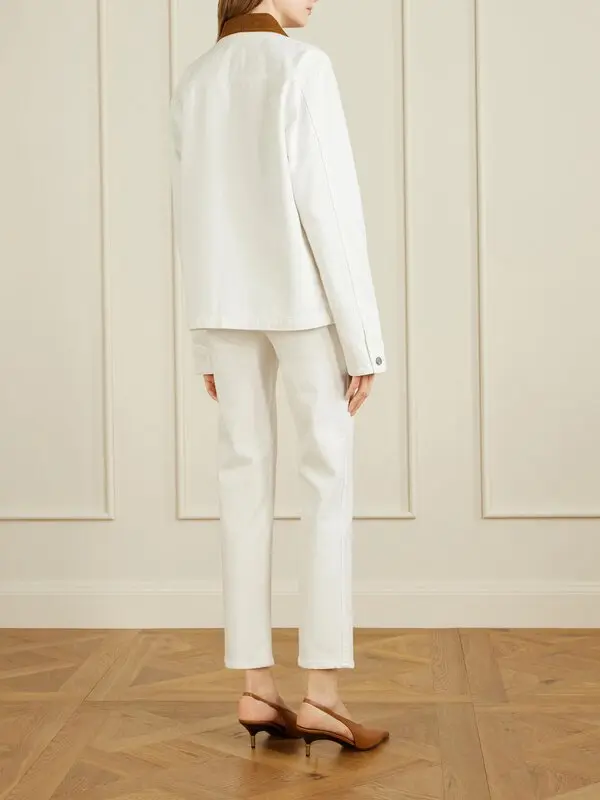 Khaite Wyatt Corduroy Collar Denim Jacket - White