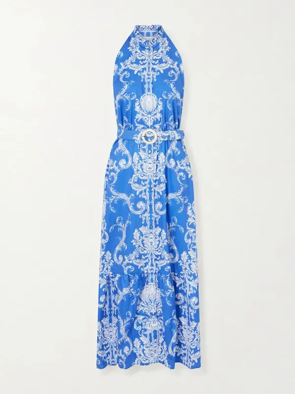 Borgo De Nor Biba Floral-printed Cotton Maxi Dress - Blue