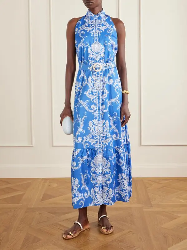 Borgo De Nor Biba Floral-printed Cotton Maxi Dress - Blue