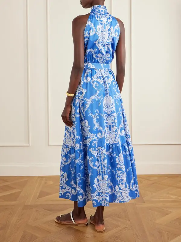 Borgo De Nor Biba Floral-printed Cotton Maxi Dress - Blue