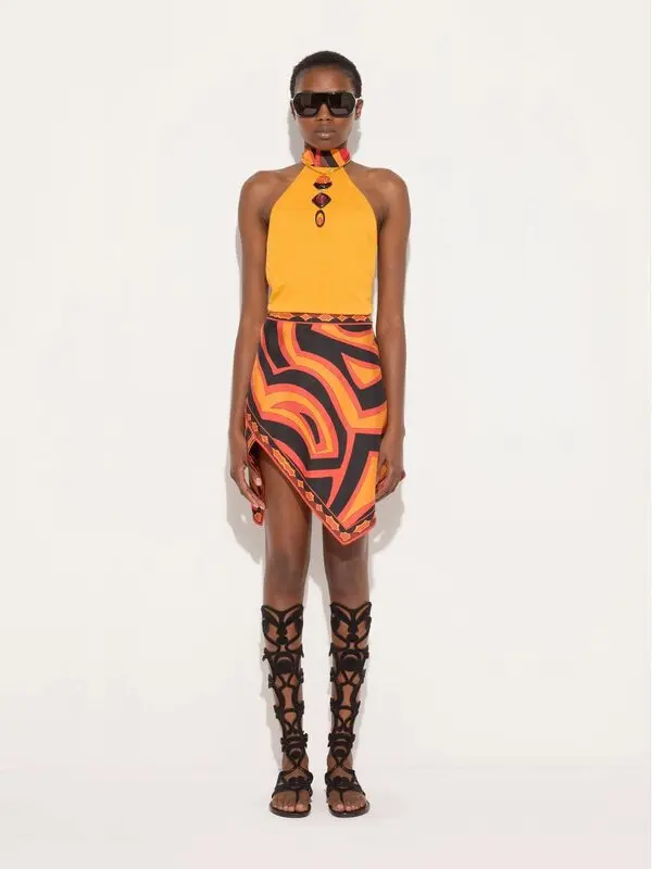 Emilio Pucci Halterneck Top With Silk Detail - Orange