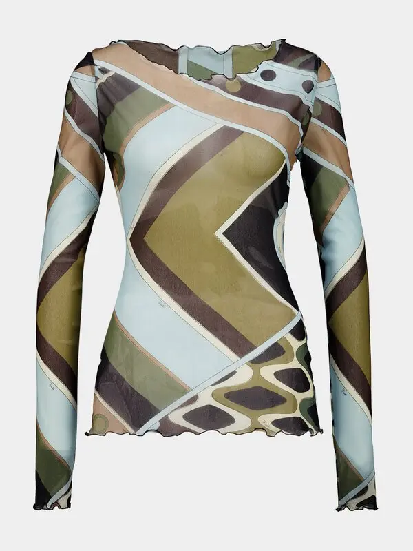 Emilio Pucci Vivara Print Tulle Top - Multicolour