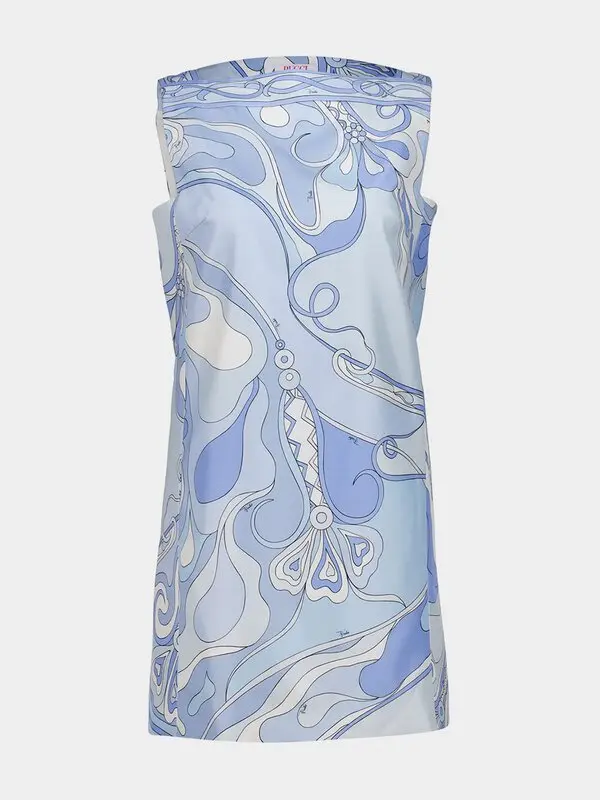 Emilio Pucci Pale Orchidee Silk Mini Dress - Blue