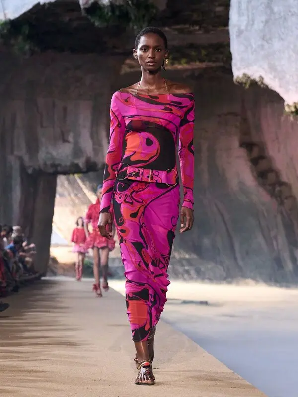 Emilio Pucci Orchidee Print Tulle Maxi Dress - Pink