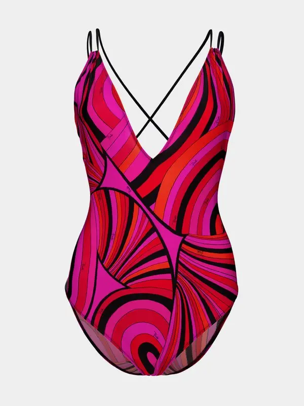 Emilio Pucci Iride Print V-neck One-piece Swimsuit - Pink