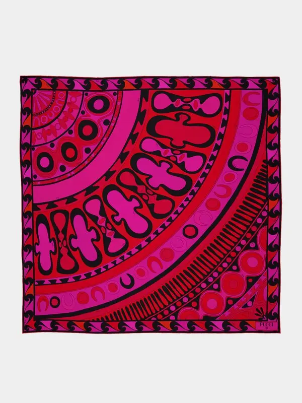 Emilio Pucci Fuchsia And Black Soleil Print Silk Carr
