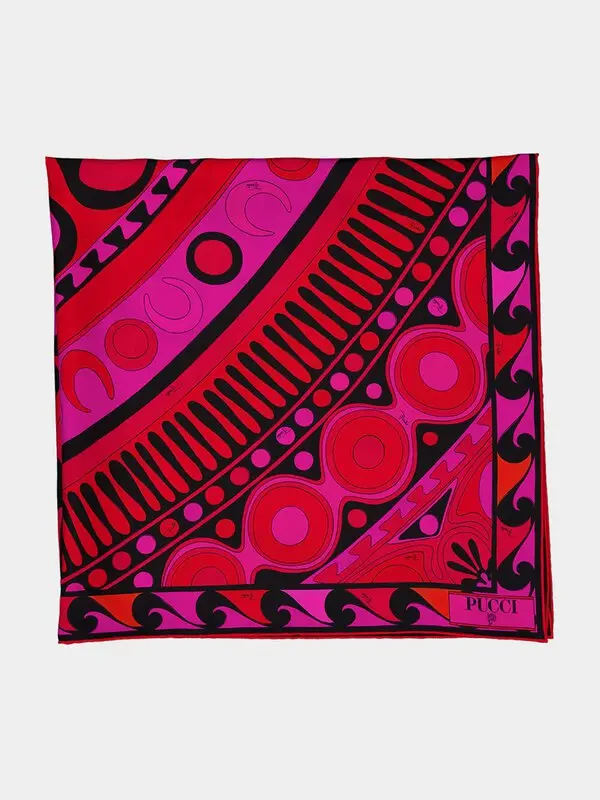Emilio Pucci Fuchsia And Black Soleil Print Silk Carr
