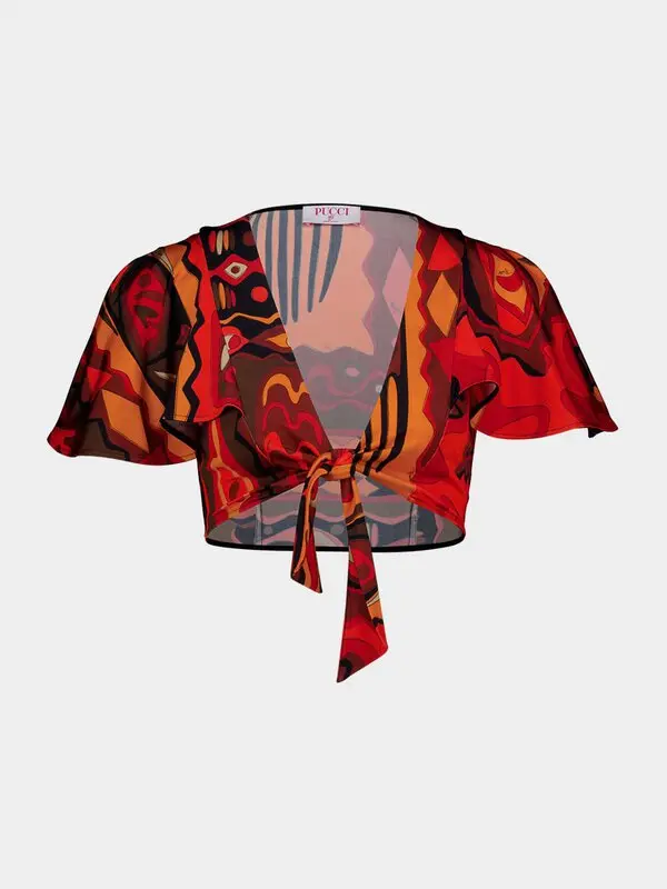 Emilio Pucci Angoli Knotted Satin Top - Orange