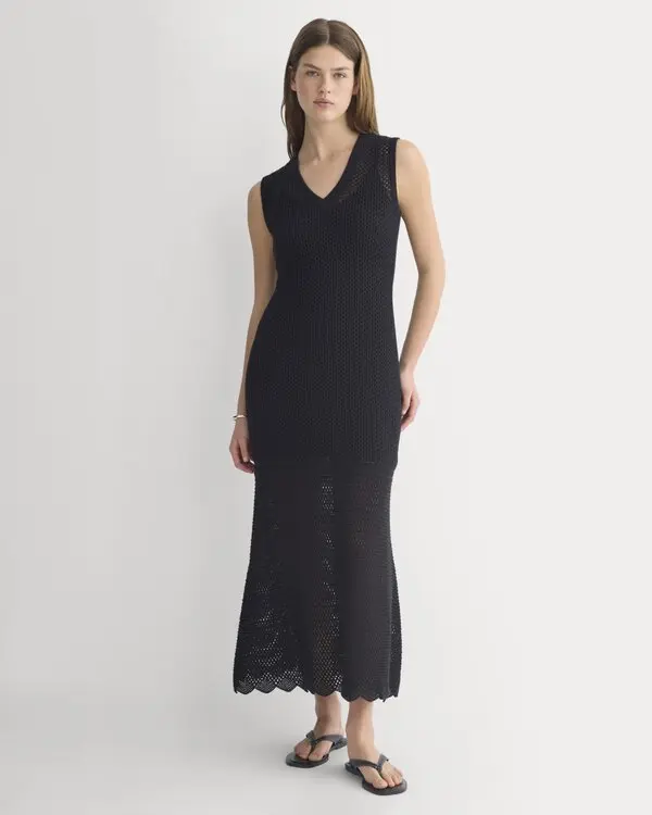 Everlane Lace Knit Maxi Sweater Dress - Black