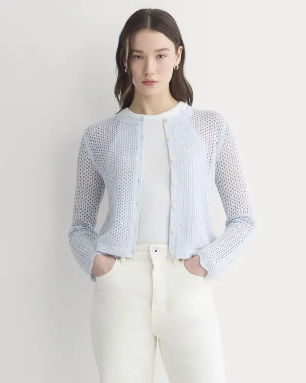 Everlane Lace-knit Cardigan - Skywriting