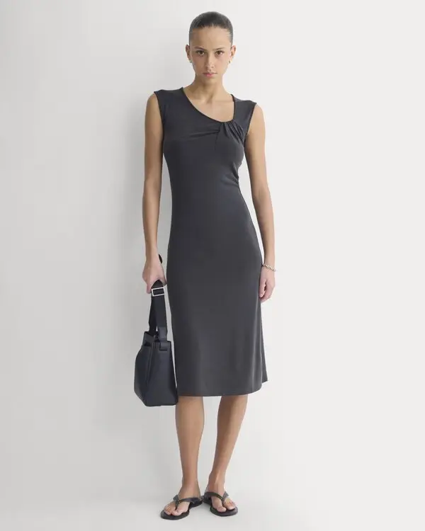 Everlane Knit Asymmetrical Midi Dress - Black