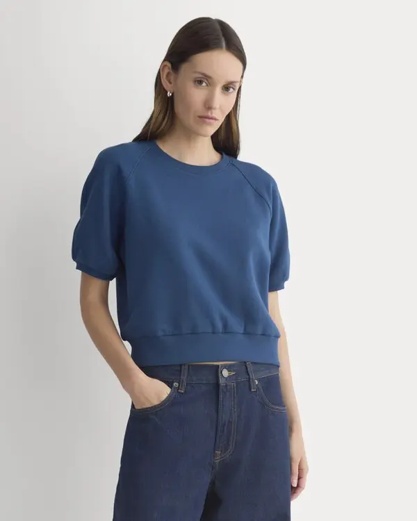 Everlane Lightweight Terry Blouson Crewneck - Blue Wing Teal