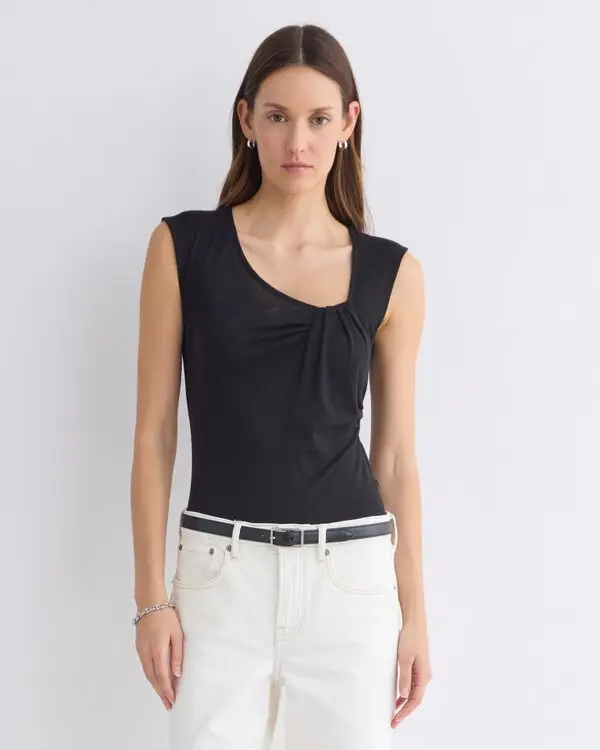 Everlane Asymmetrical Draped Top - Black