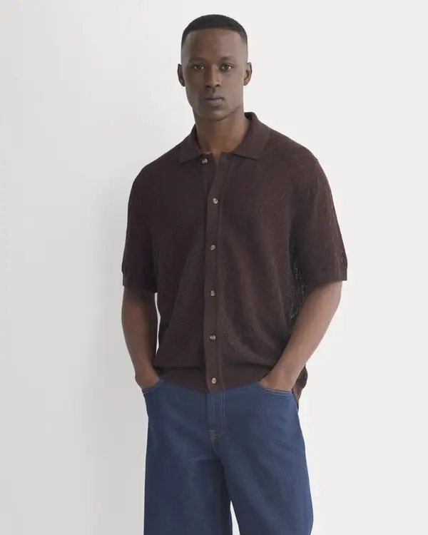 Everlane Open-knit Resort Shirt - Coffee Bean