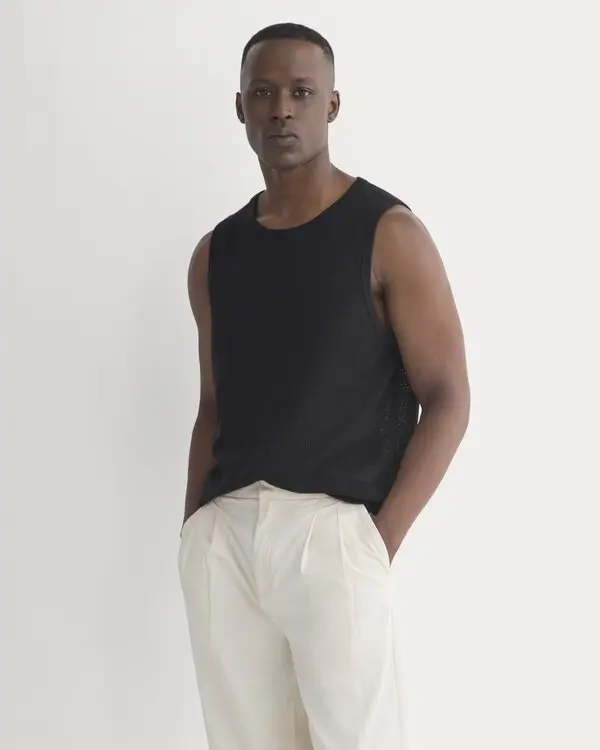 Everlane Textured Knit Tank Top Sweater - Black