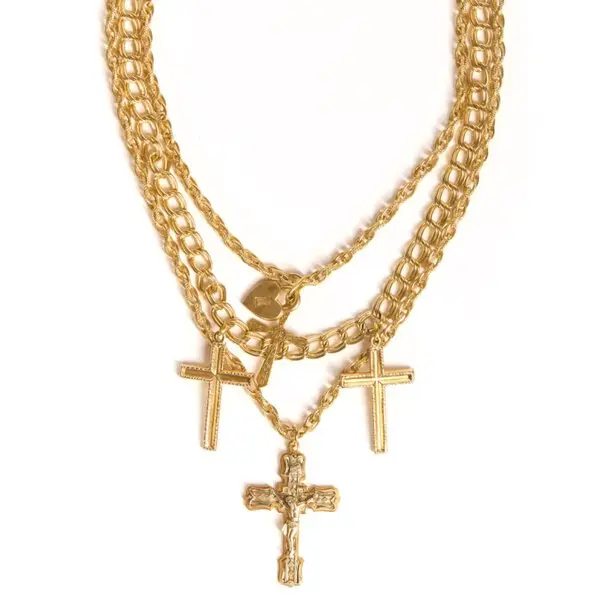 CARAMEL VINTAGE JEWELLERY Layered Cross Charm Necklace - Gold