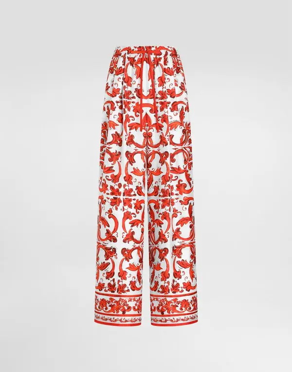 Dolce & Gabbana Majolica-print Silk Trousers - Multicolor