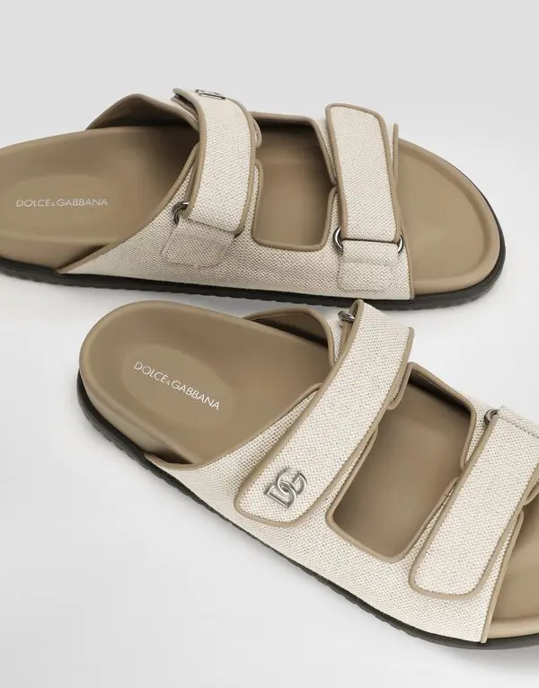 Dolce & Gabbana Canvas And Nappa Leather Sandals
