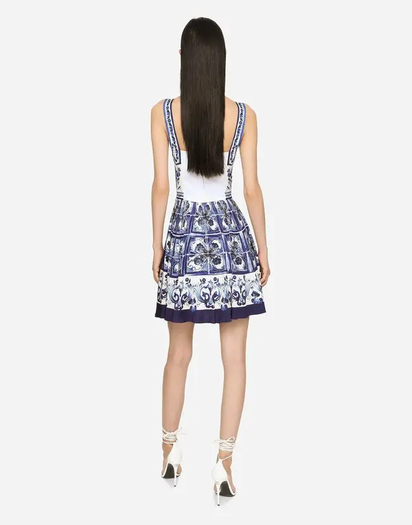 Dolce & Gabbana Majolica Print Bustier Dress