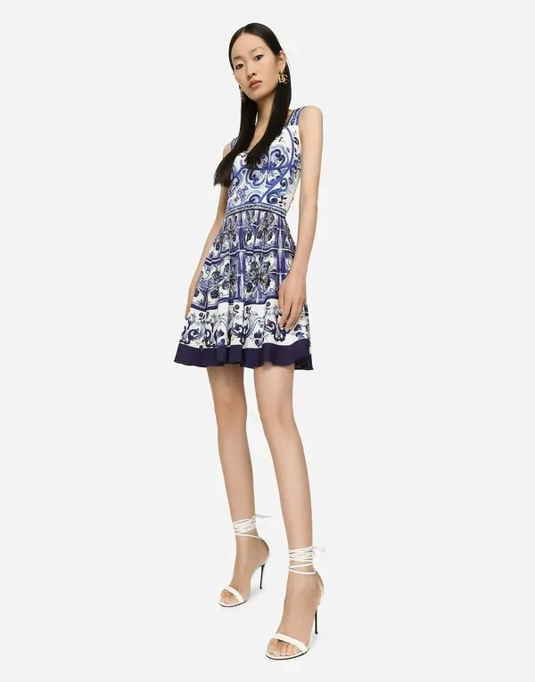 Dolce & Gabbana Majolica Print Bustier Dress