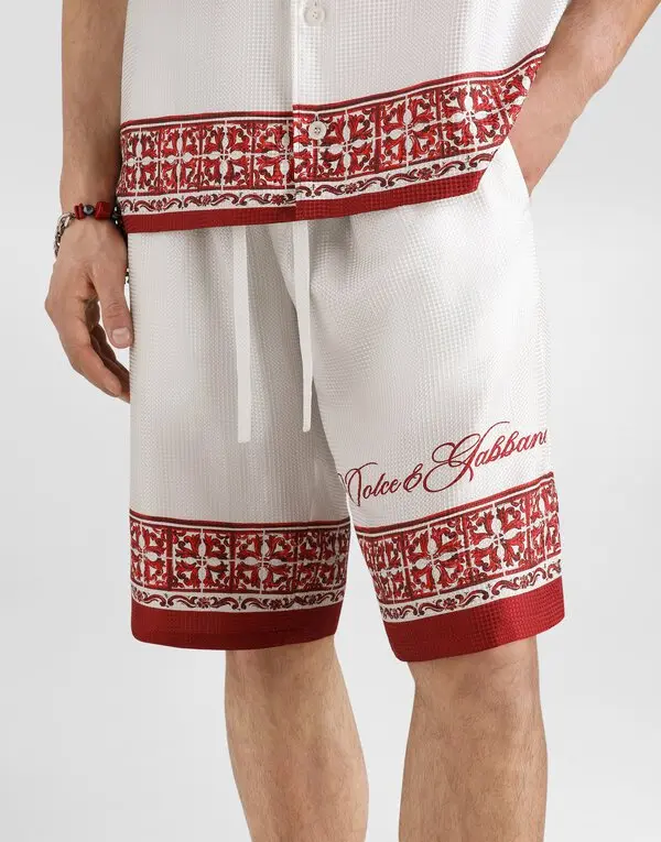 Dolce & Gabbana Majolica Print Jacquard Twill Bermuda Shorts