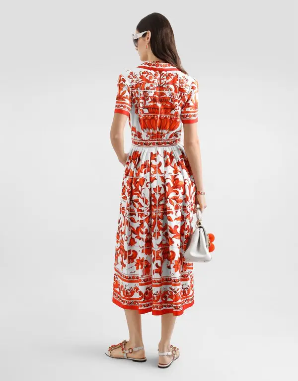Dolce & Gabbana Majolica-print Twill Shirt Dress