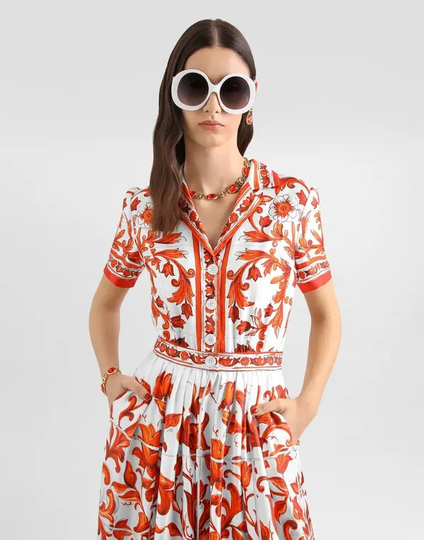 Dolce & Gabbana Majolica-print Twill Shirt Dress