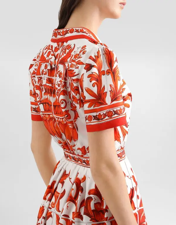 Dolce & Gabbana Majolica-print Twill Shirt Dress