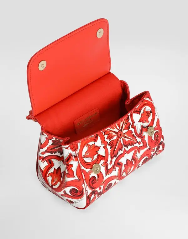 Dolce & Gabbana Sicily Handbag In Majolica-print Patent Leather - Multicolor