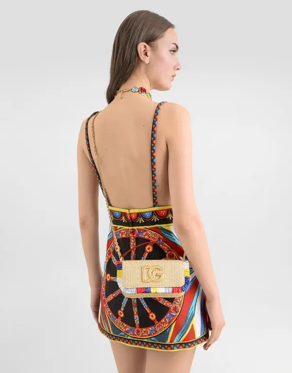 Dolce & Gabbana 3.5 Shoulder Bag In Raffia - Multicolor