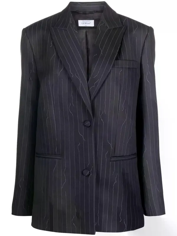 Off-White Pinstripe Pattern Blazer
