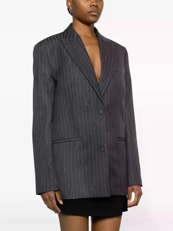 Off-White Pinstripe Pattern Blazer