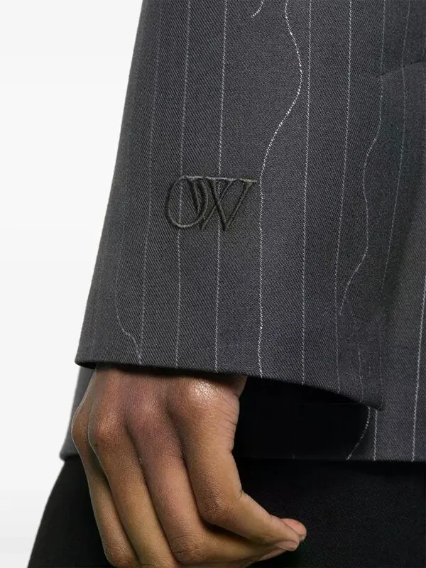 Off-White Pinstripe Pattern Blazer