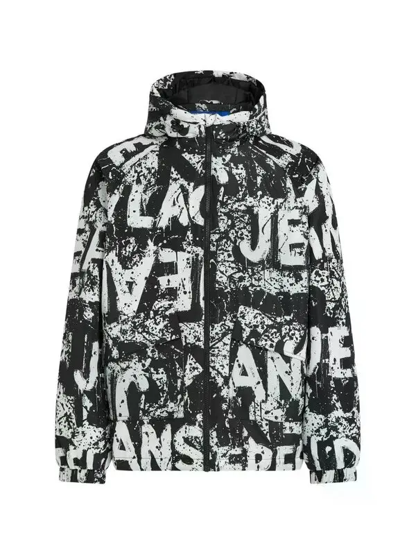 Karl Lagerfeld All-over Logo Print Hooded Jacket - Black