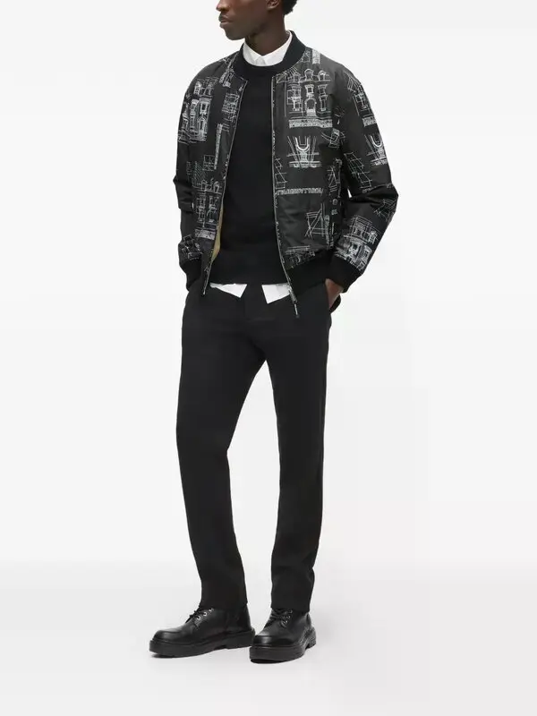 Karl Lagerfeld Sketch Print Reversible Bomber Jacket