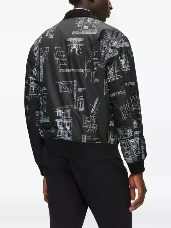 Karl Lagerfeld Sketch Print Reversible Bomber Jacket