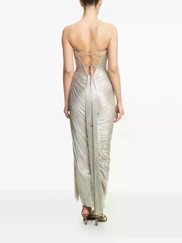 MARIA LUCIA HOHAN Amisha Cut-out Pleated Maxi Dress - Silver