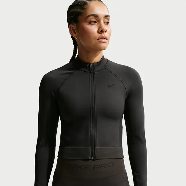 Nike Pro Seamless Full-zip Training Top - Grey