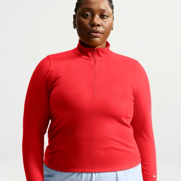 Nike Chill Knit Quarter-zip Ribbed Top - Red