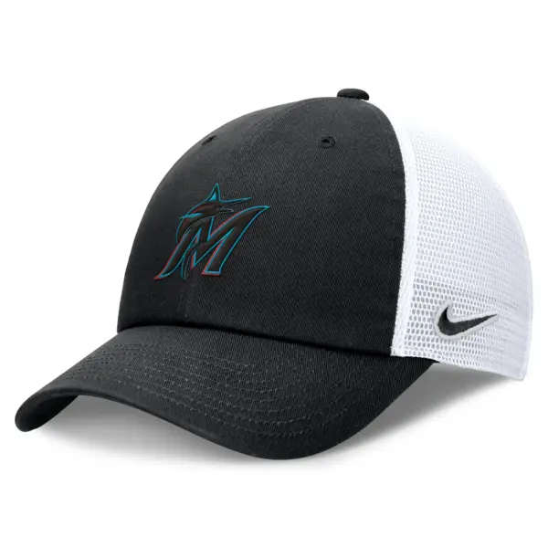 Nike Miami Marlins Evergreen Club Trucker Hat - Black