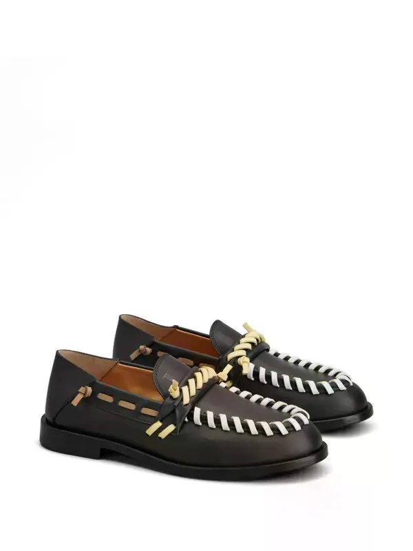 TOD'S Braided Leather Loafers - Black