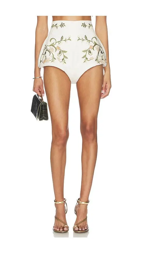 Agua Bendita Embroidered Linen Shorts