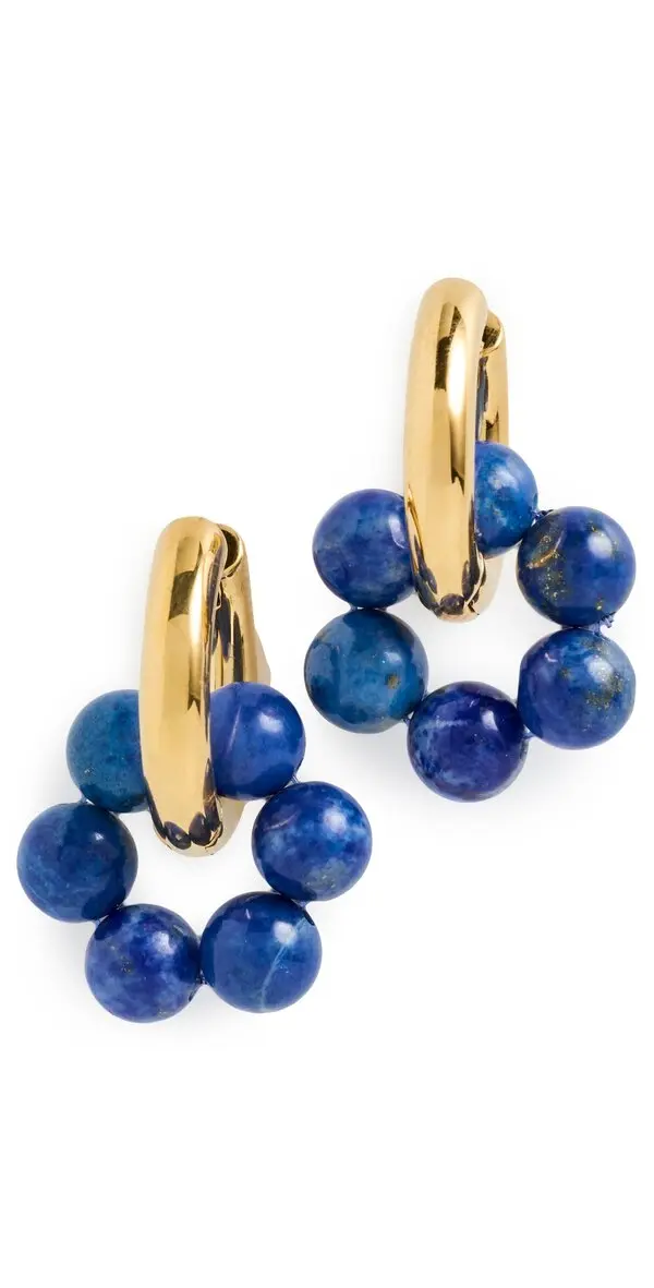 Anni Lu Deep Blue Lapis Lazuli Hoop Earrings - Golden Lapis