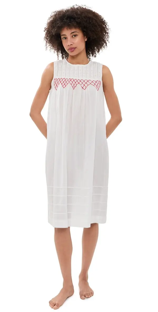 DAMSON MADDER Ambrose Midi Night Dress - White