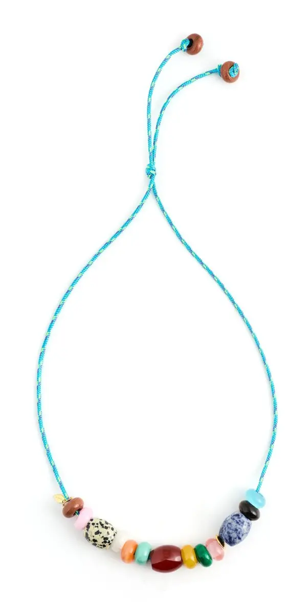 Anni Lu Poolside Necklace With Mixed Gemstones And Pearls - Lagoon