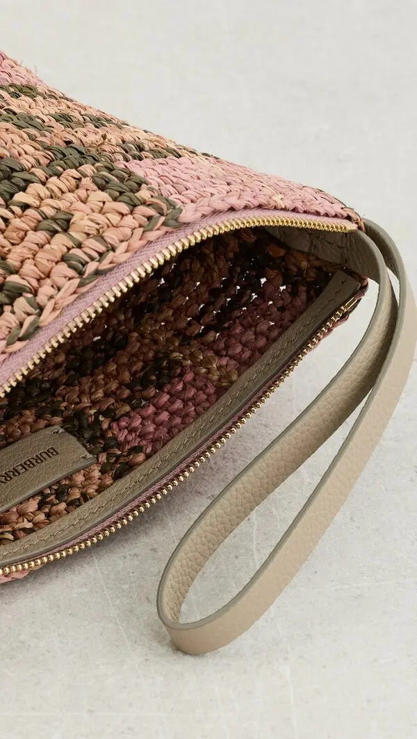 Burberry Margate Raffia Pouch - Pink