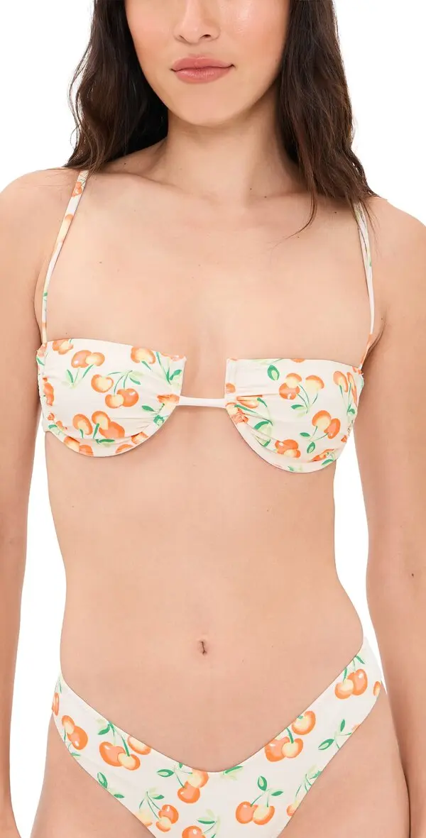MONTCE Simonette Bikini Top With Cherry Print - Cherry Sherbet