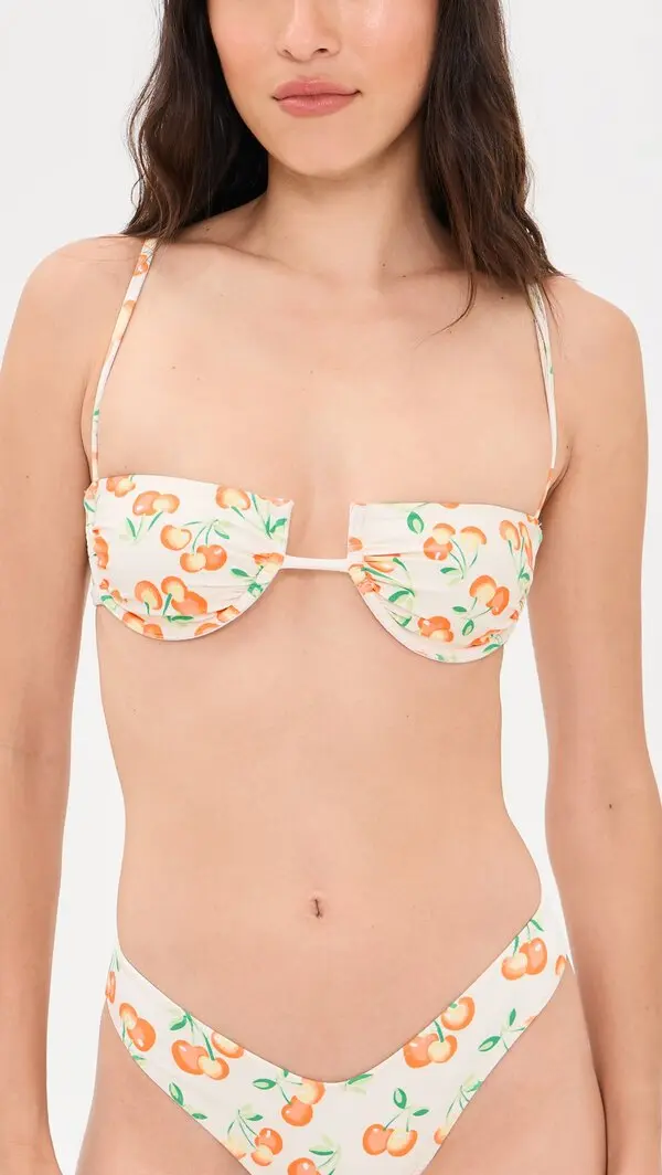 MONTCE Simonette Bikini Top With Cherry Print - Cherry Sherbet