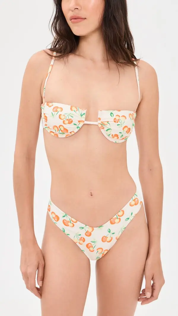 MONTCE Simonette Bikini Top With Cherry Print - Cherry Sherbet